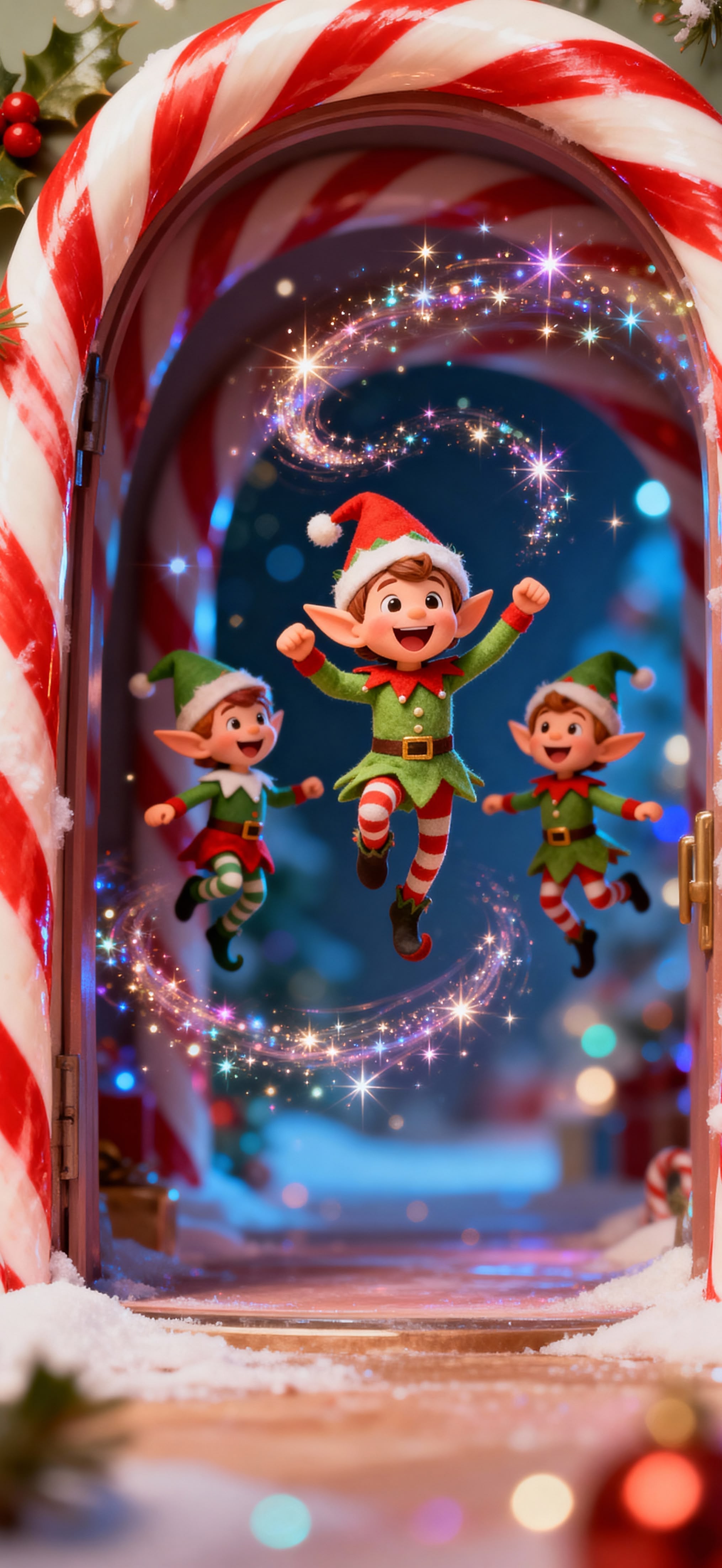 Joyful Christmas Elves 2 - Mobile Wallpaper | One4Wall